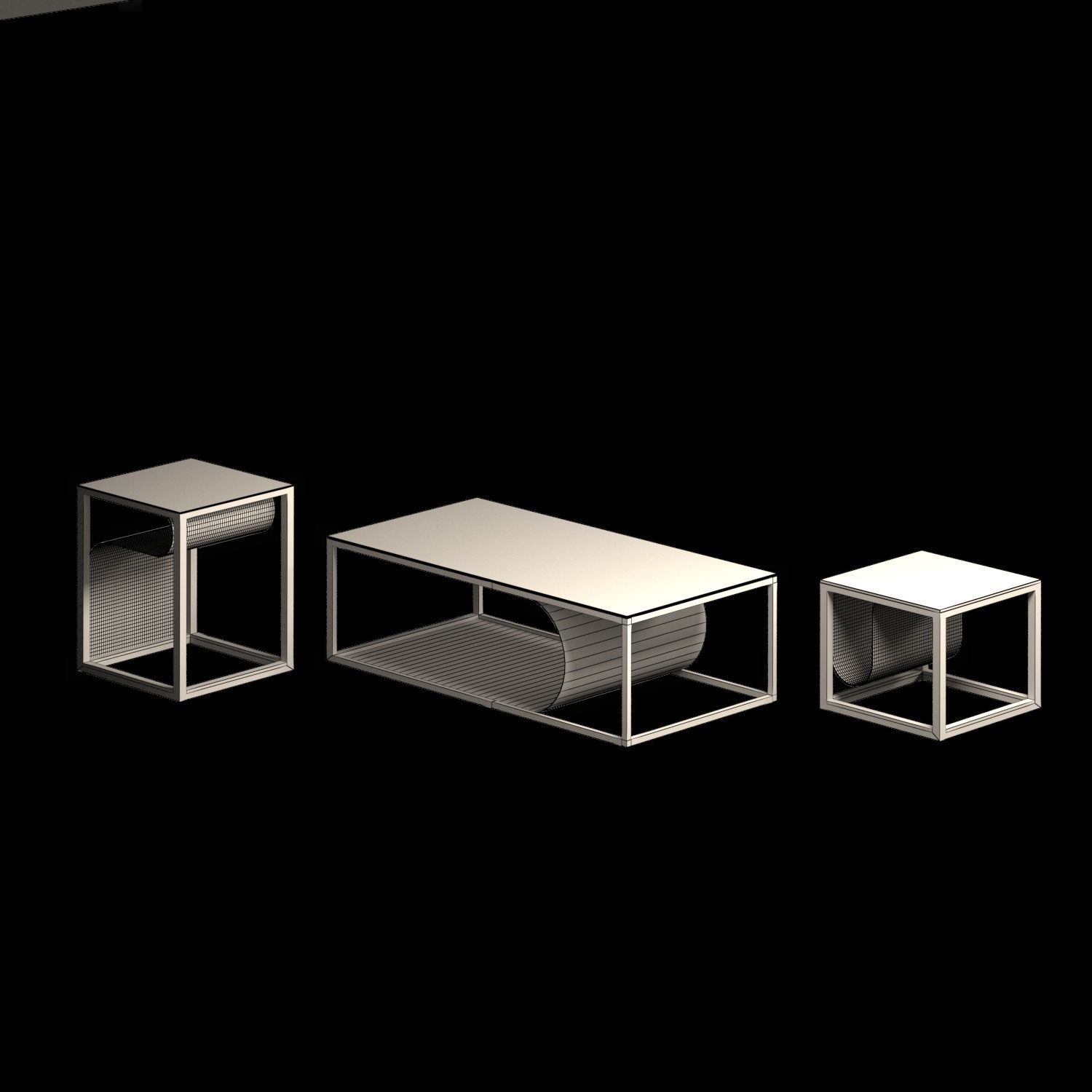 Black Metal Coffee Table Set 3D model | CGTrader