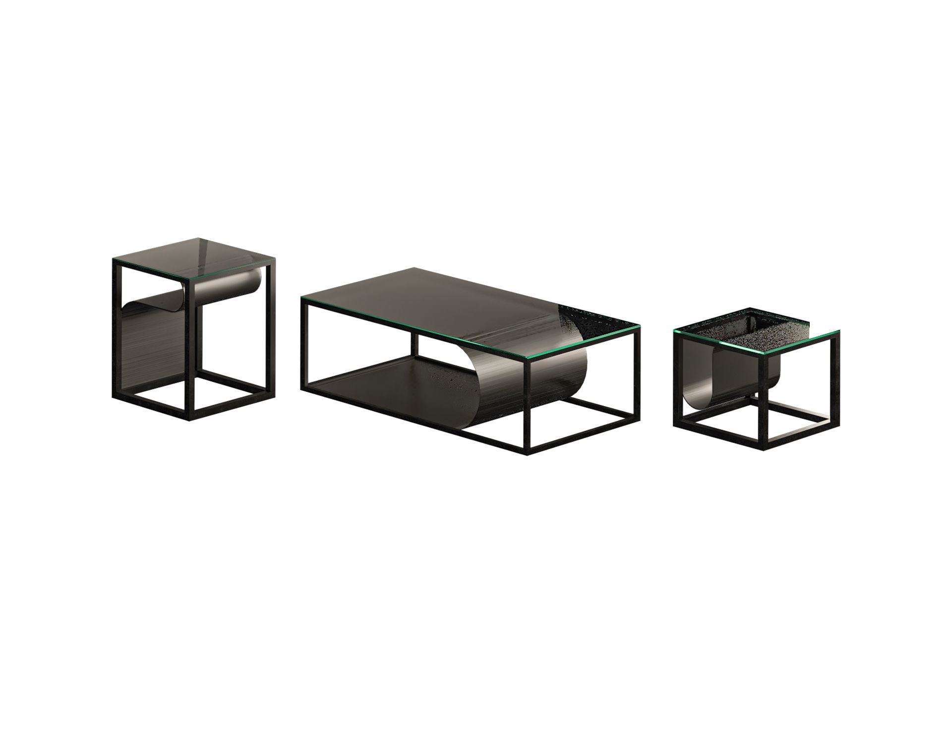 Black Metal Coffee Table Set 3D model | CGTrader