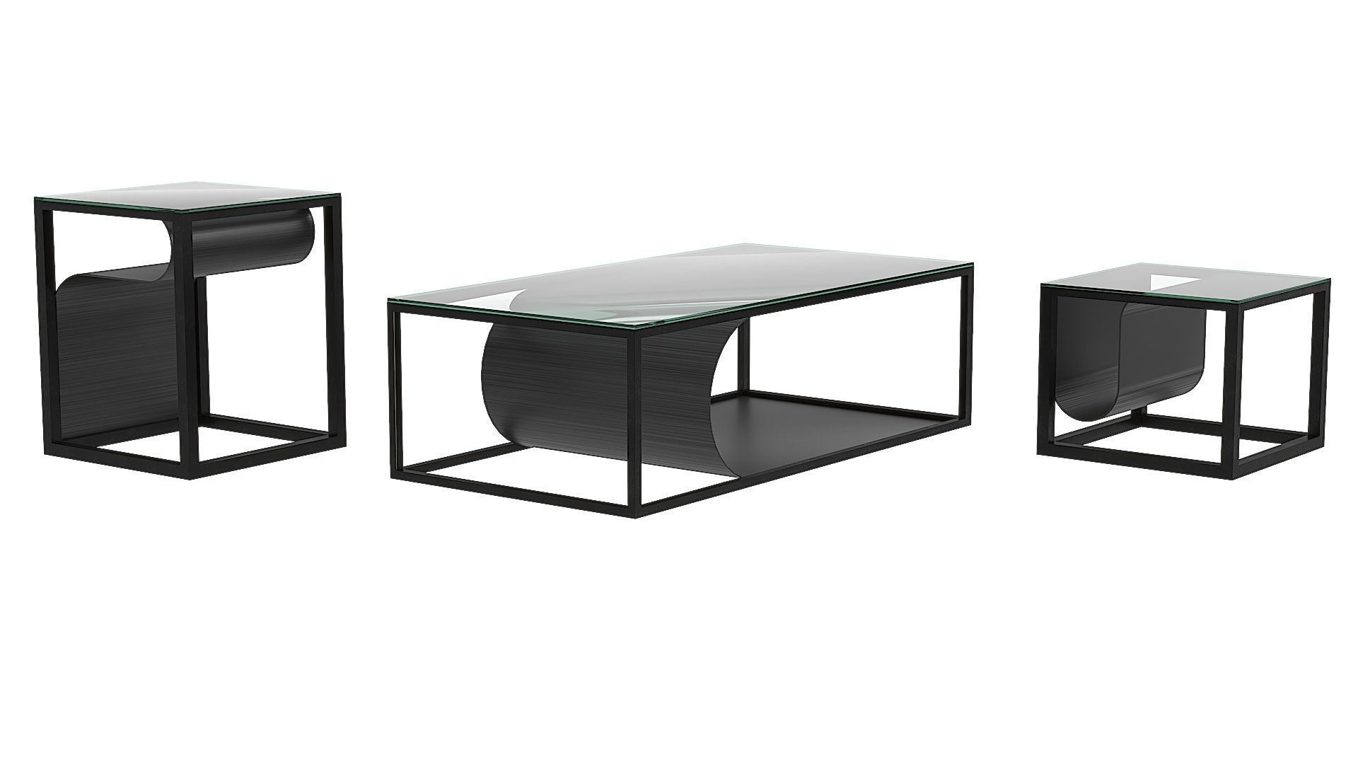 Black Metal Coffee Table Set 3D model | CGTrader