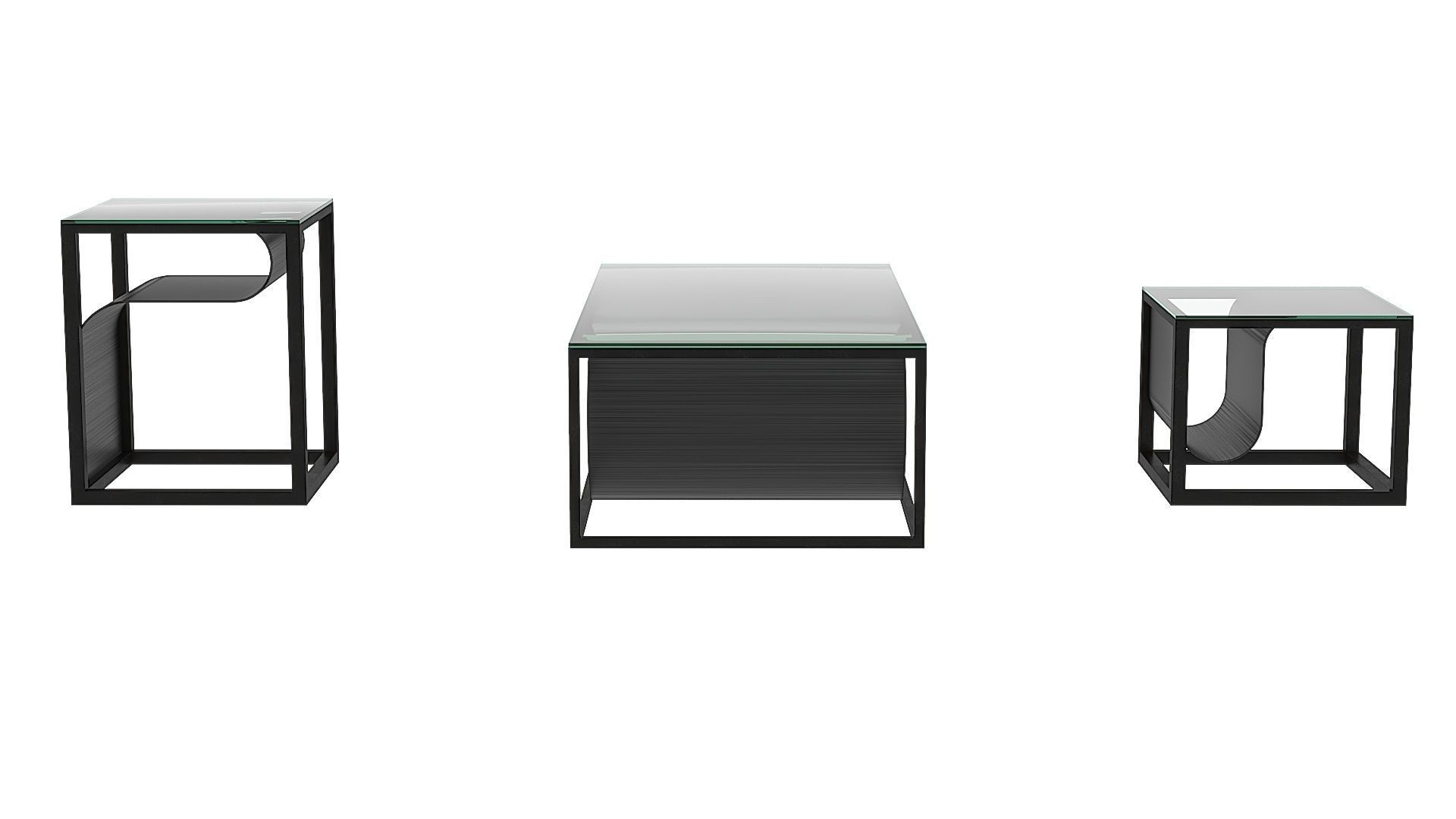 Black Metal Coffee Table Set 3D model | CGTrader