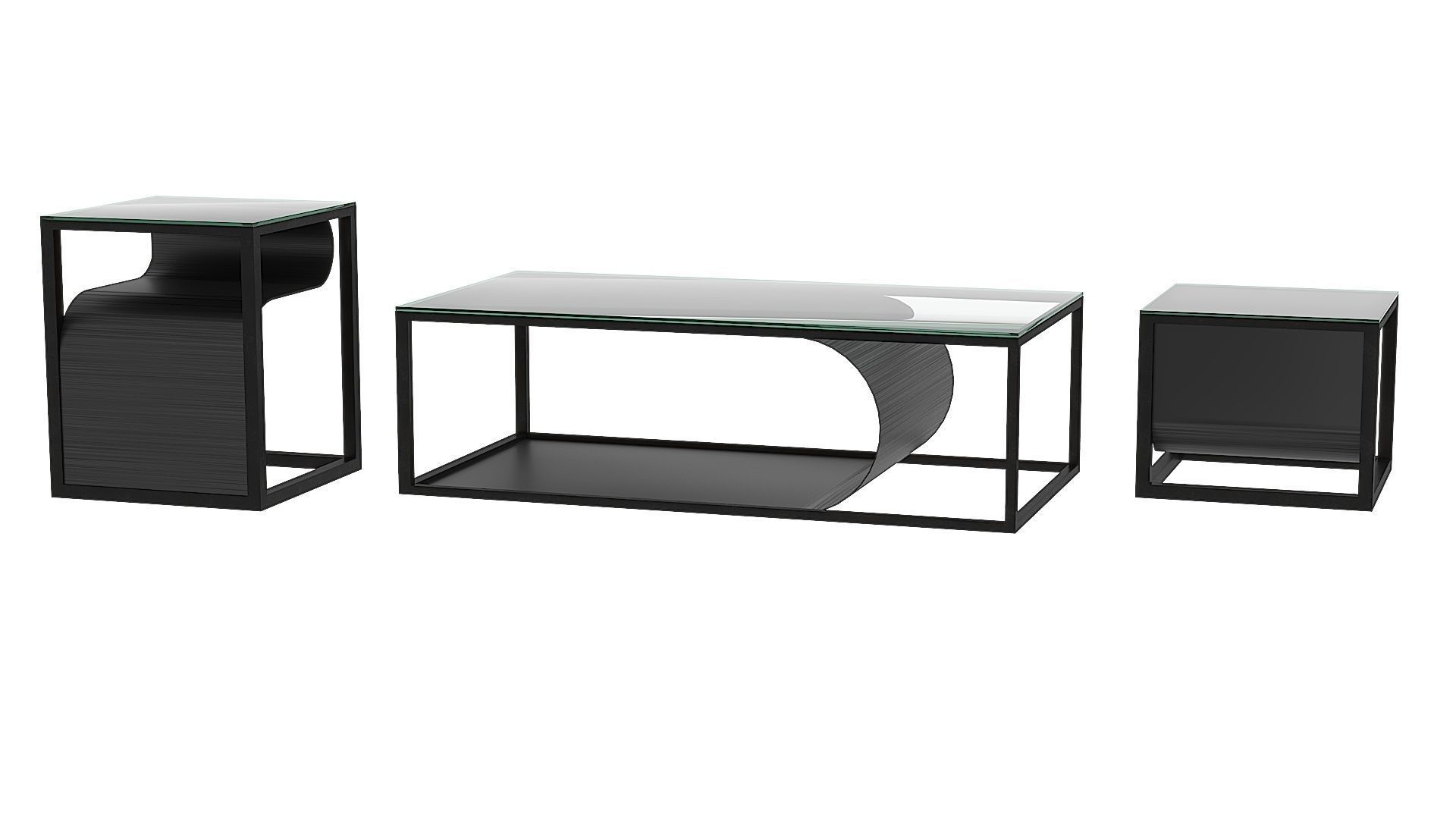 Black Metal Coffee Table Set 3D model | CGTrader