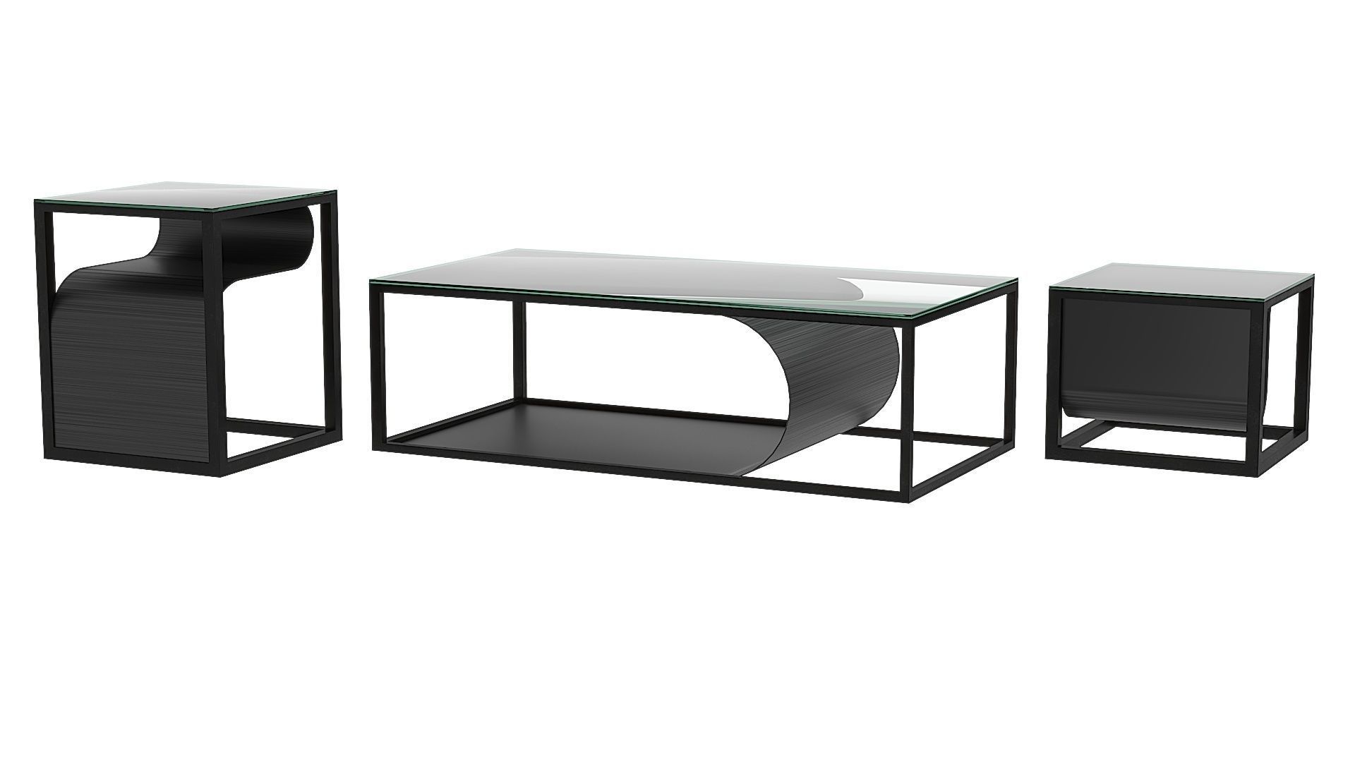Black Metal Coffee Table Set 3D model | CGTrader