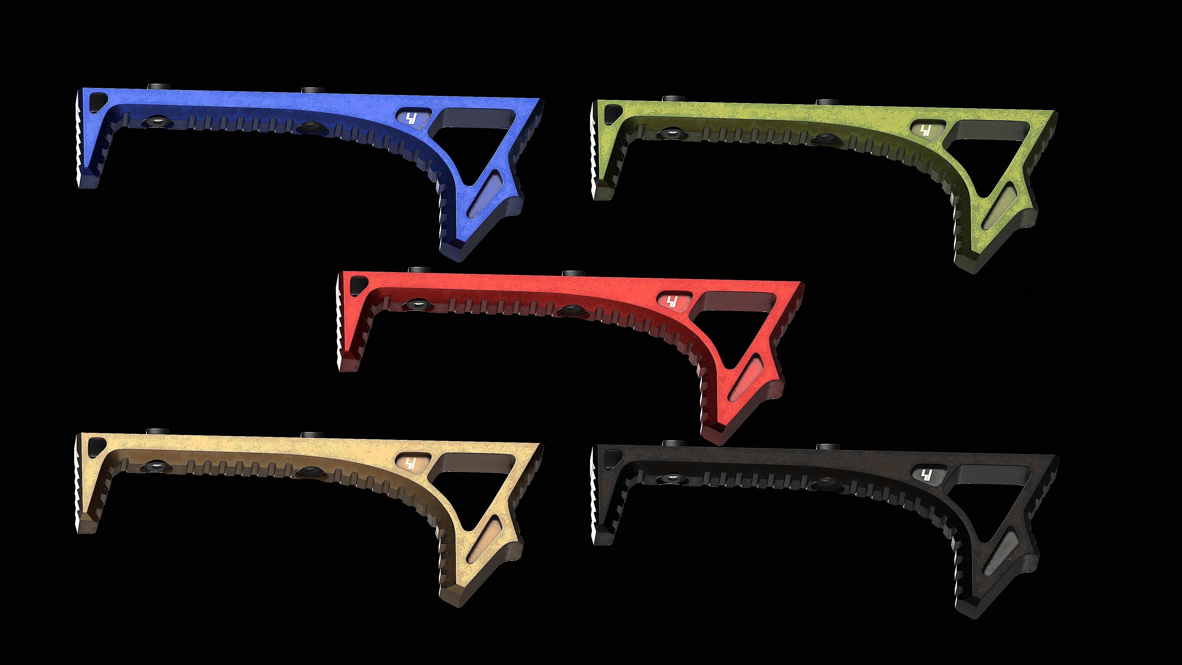 3D model MLOK LINK Curved Foregrip VR / AR / low-poly | CGTrader