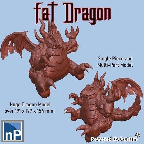 Giant Fat Dragon free 3D model 3D printable | CGTrader