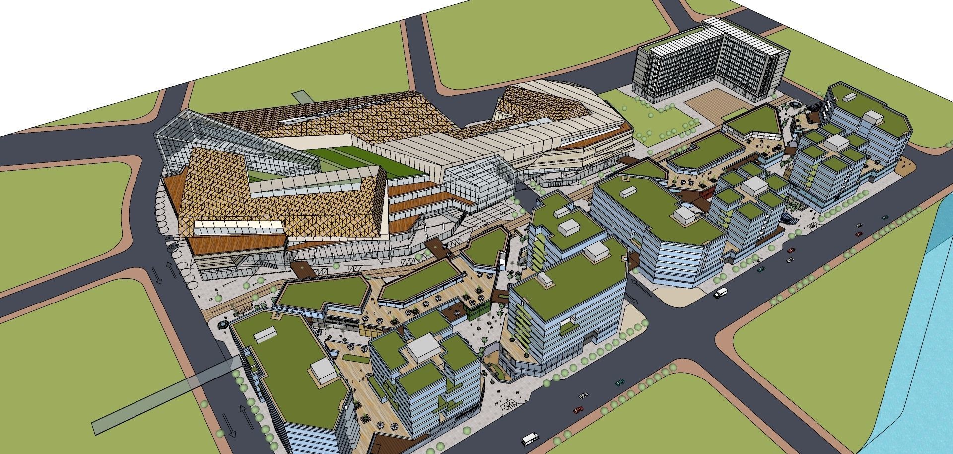 MODERN SHOPPING MALL WITH OFFICES SKETCHUP MODEL 3D model | CGTrader