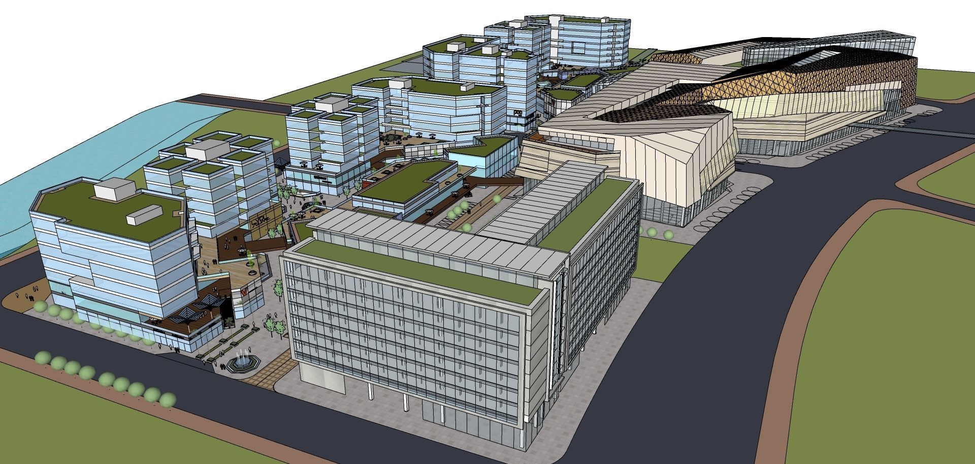 MODERN SHOPPING MALL WITH OFFICES SKETCHUP MODEL 3D model | CGTrader