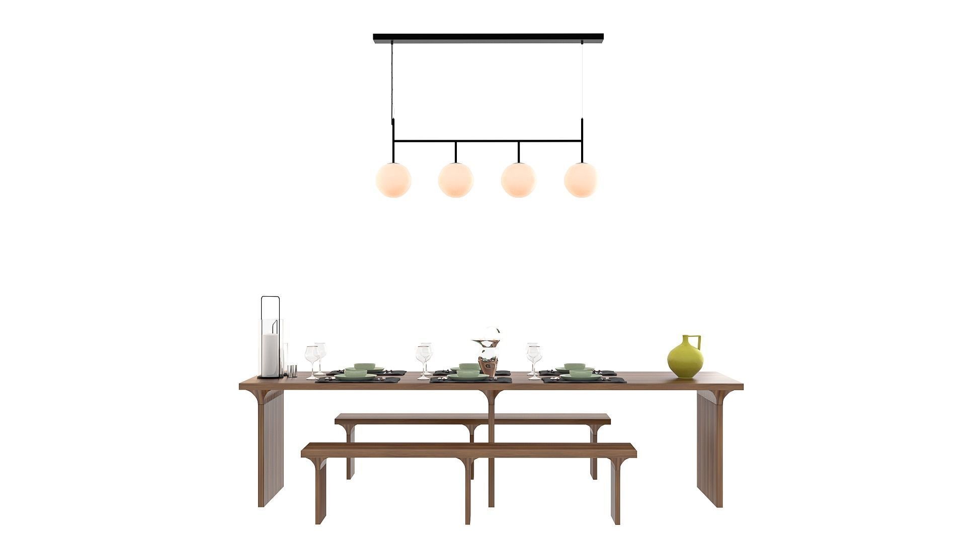 ARCUS TABLE and BENCH SET 3D model | CGTrader