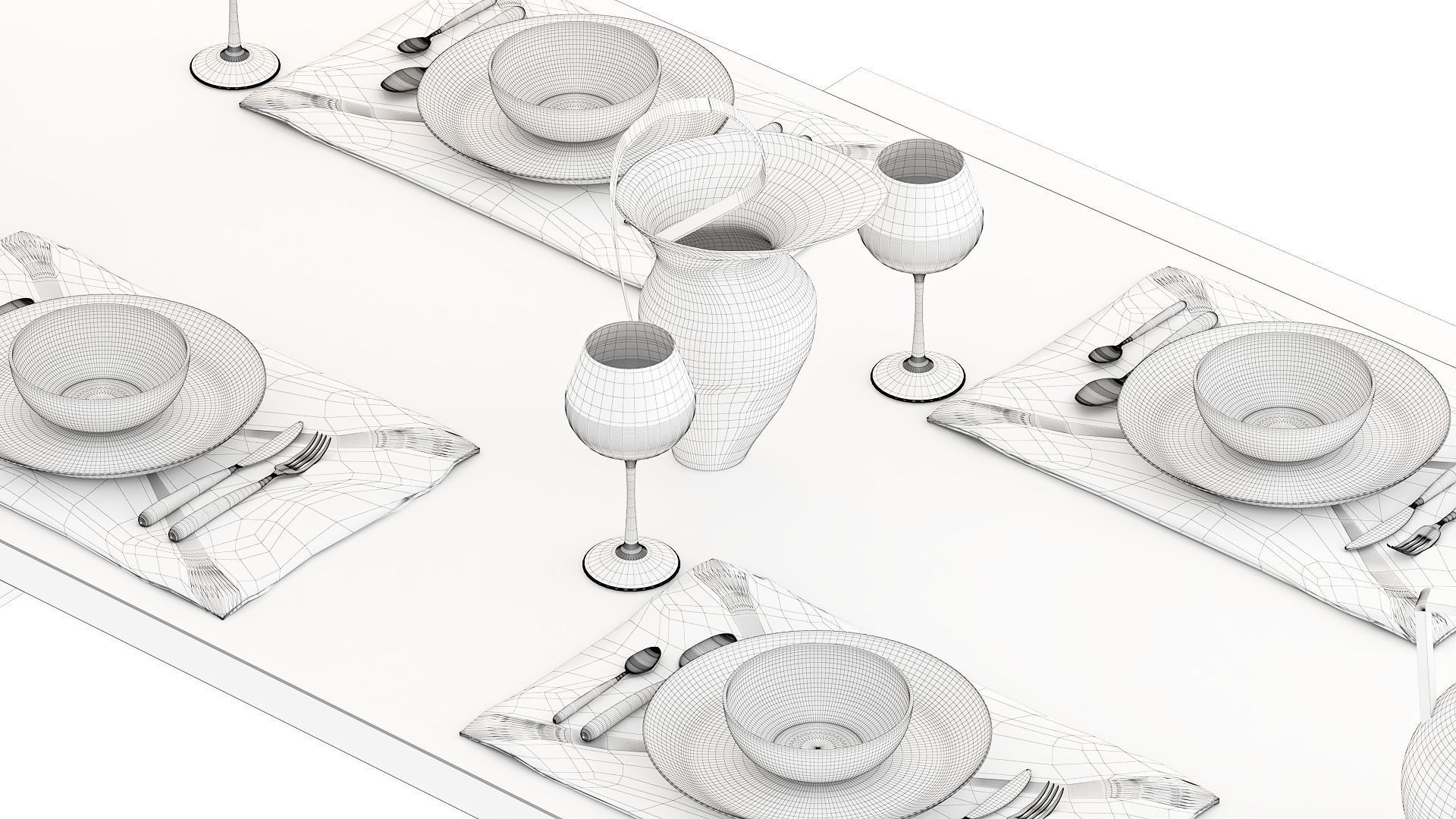 ARCUS TABLE and BENCH SET 3D model | CGTrader