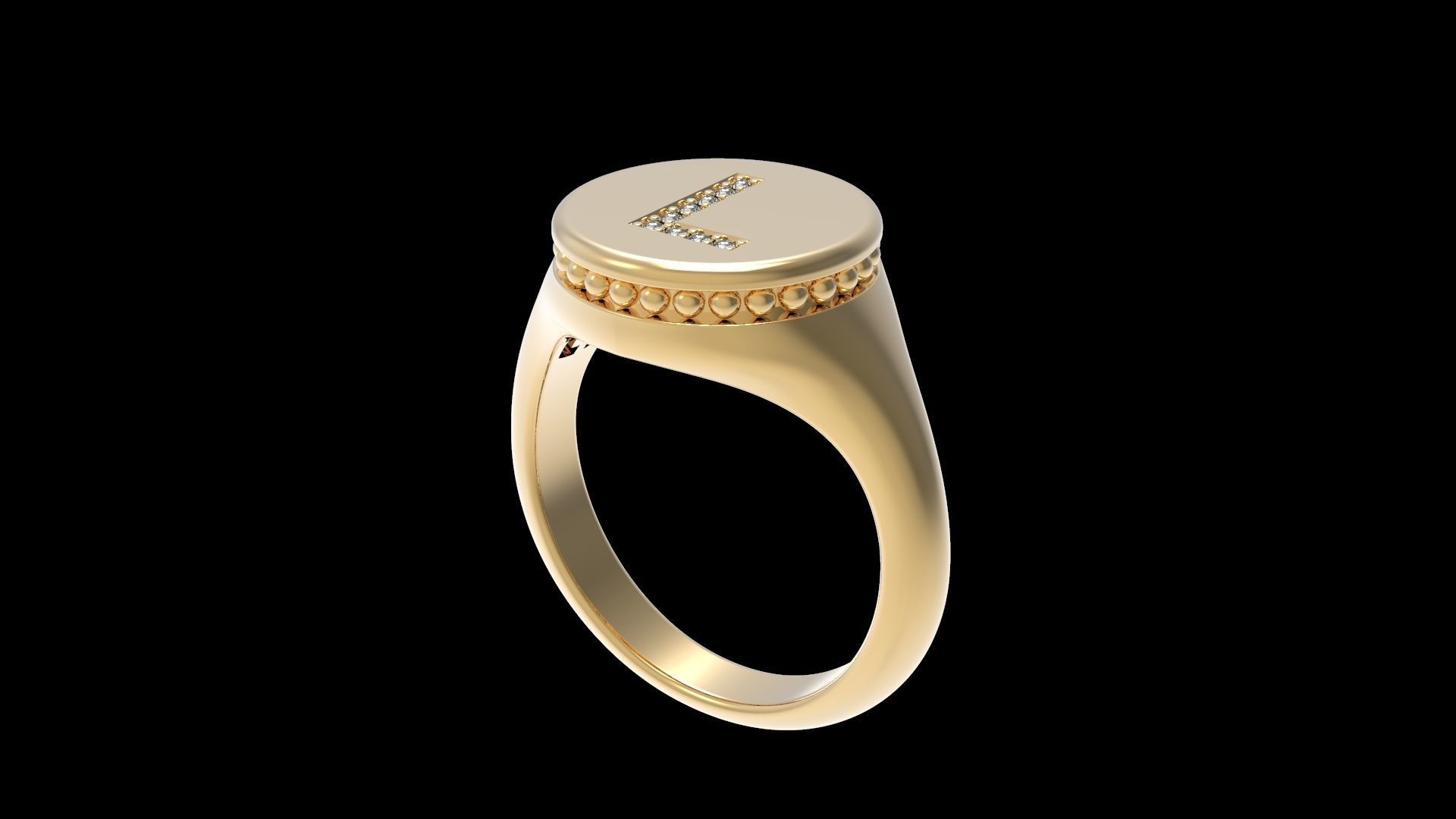 Signet Ring with Initial Letter L 16 3mm free 3D model 3D printable ...