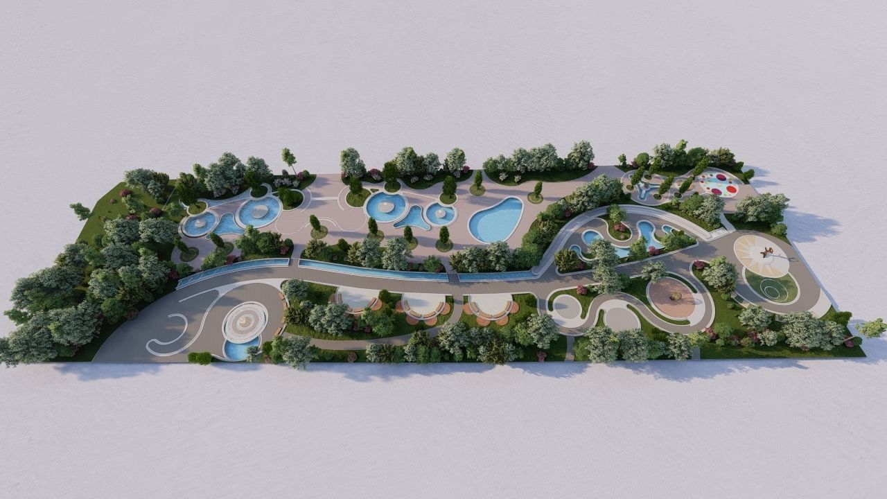 park-public park-Private Park Landscape 3D model rigged | CGTrader