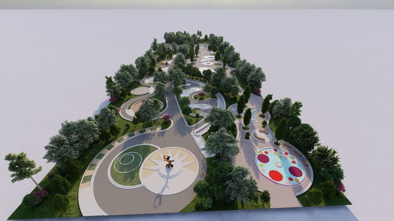 park-public park-Private Park Landscape 3D model rigged | CGTrader
