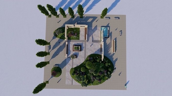 park-public park-Private Park Landscape 3D model rigged | CGTrader