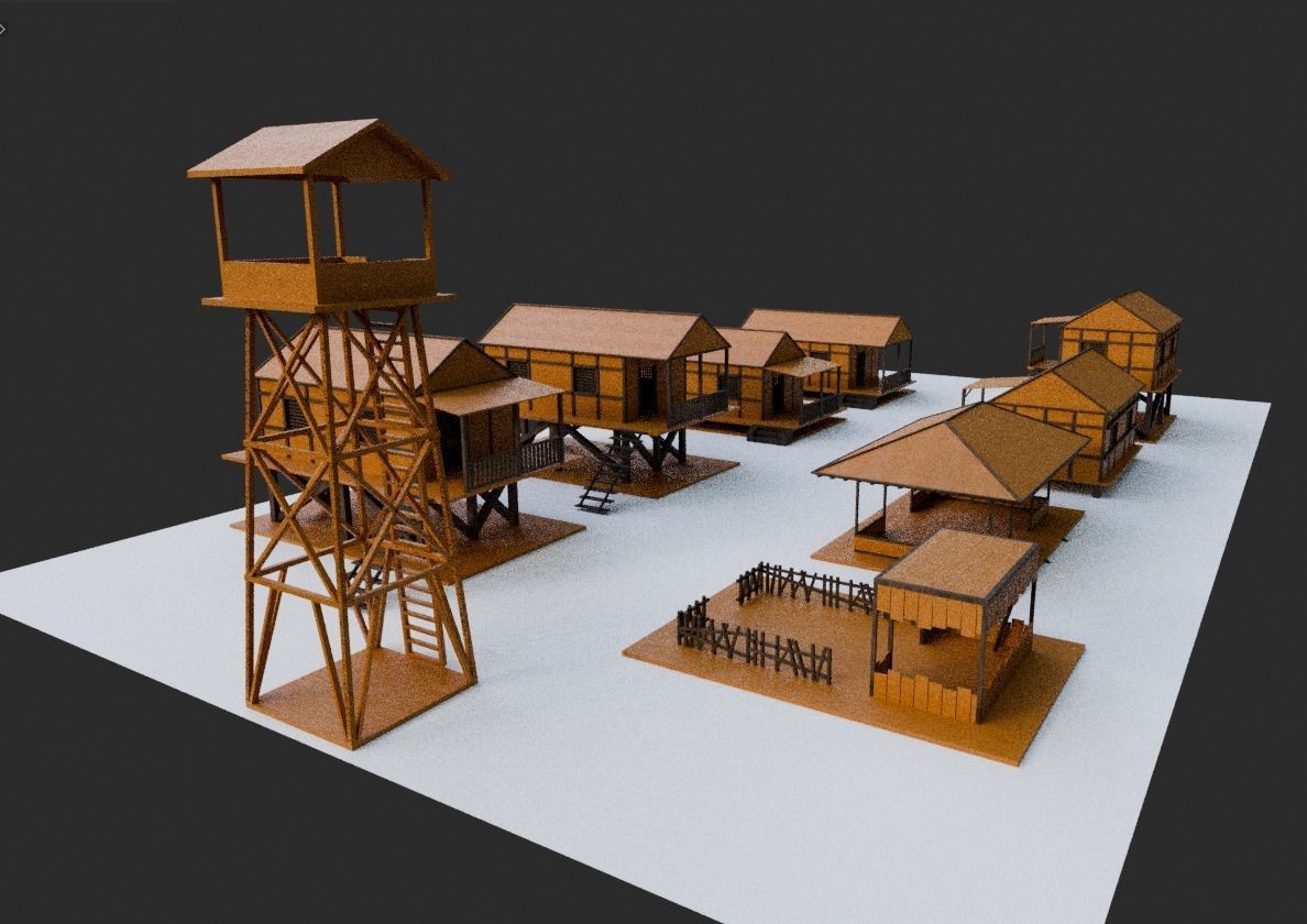 Modular village kit 3D model | CGTrader