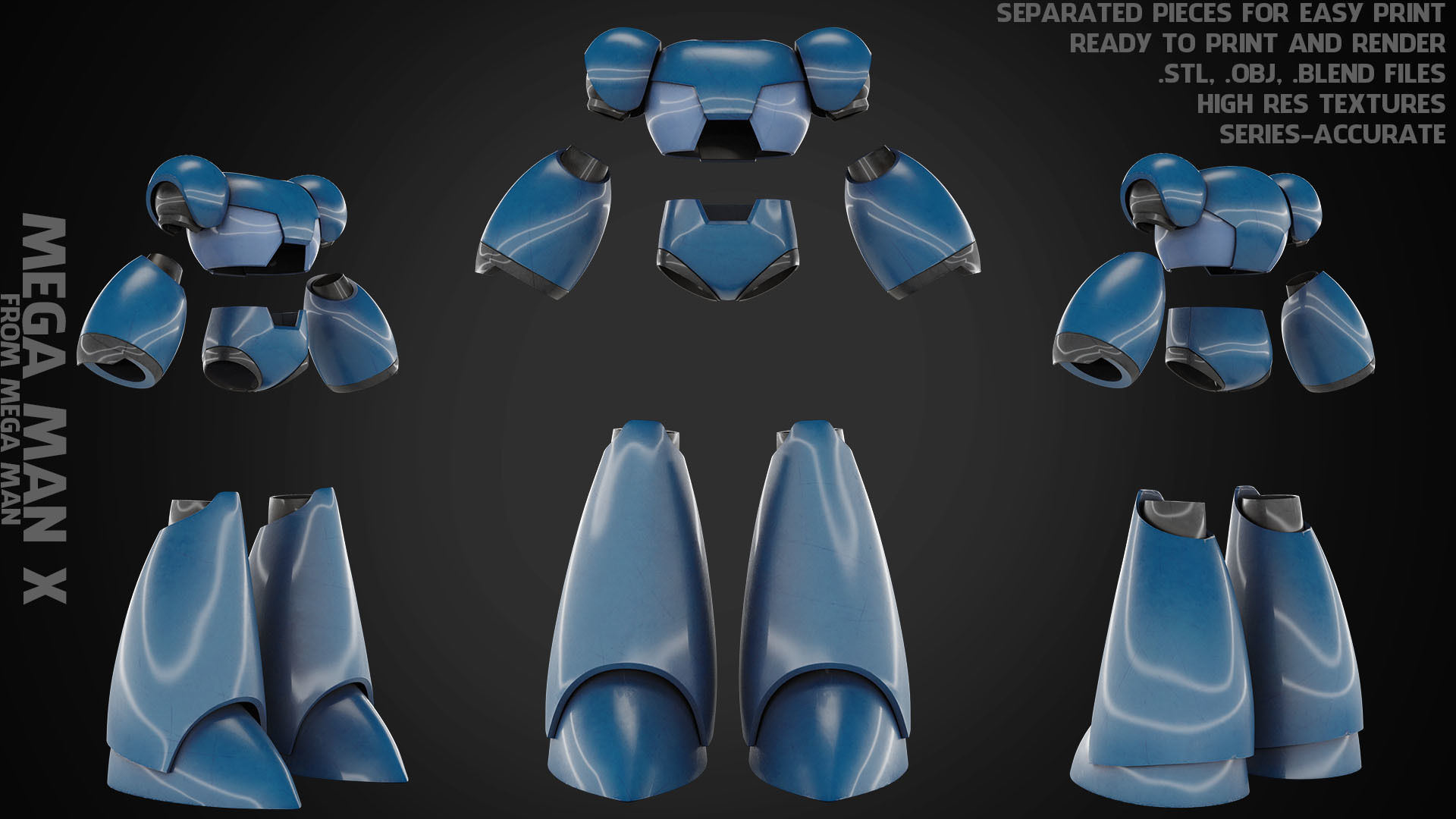 Mega man X Armor for Cosplay 3D model 3D printable | CGTrader