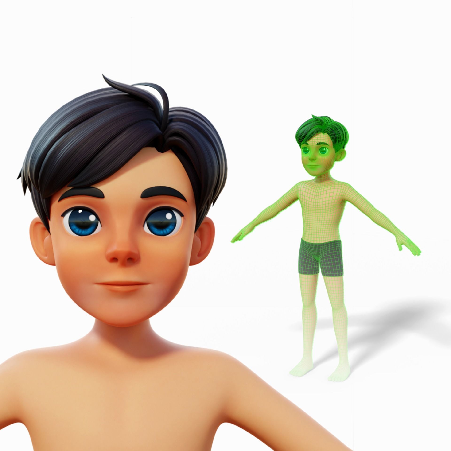 Cartoon Base Mesh Teen Male 3D model | CGTrader