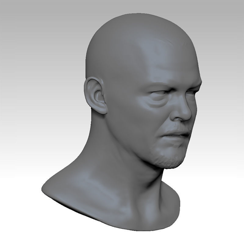 Norman Reedus HEAD SCULPTURE 3D PRINT MODEL 3D model 3D printable ...