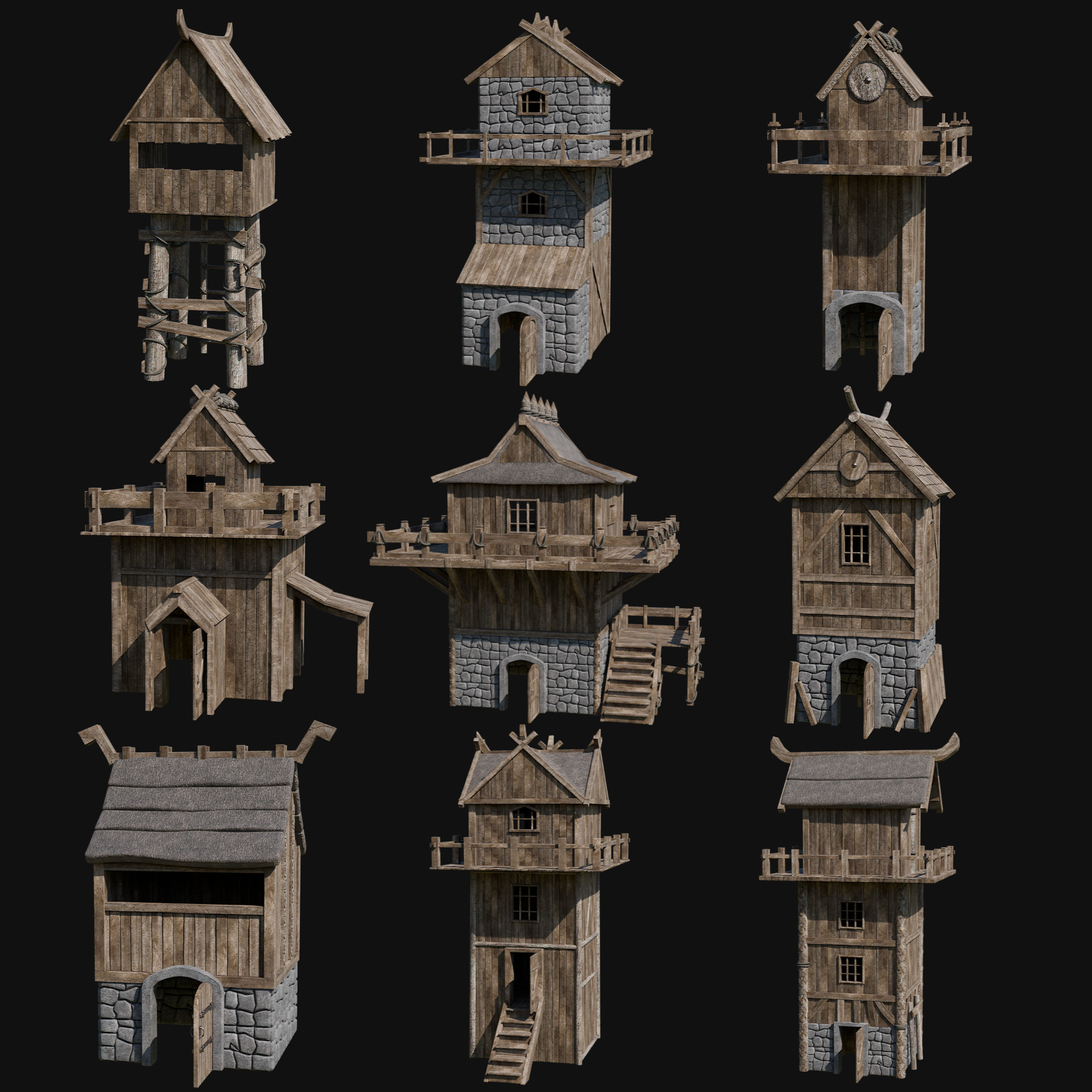 3D model VIKING NORSE WATCHTOWER TOWER HOUSE MEDIEVAL CITY COLLECTION ...