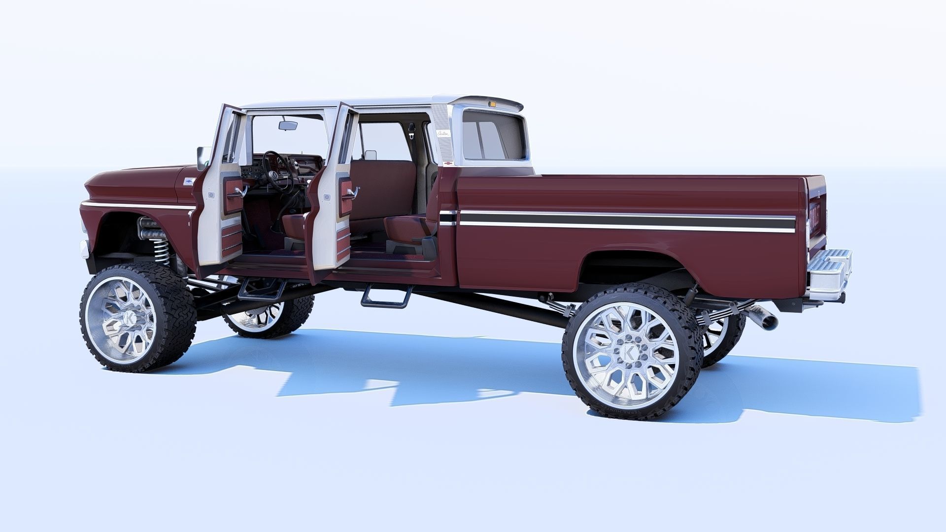 Pickup 1963 C30 4 Door Long Bed 3D model | CGTrader