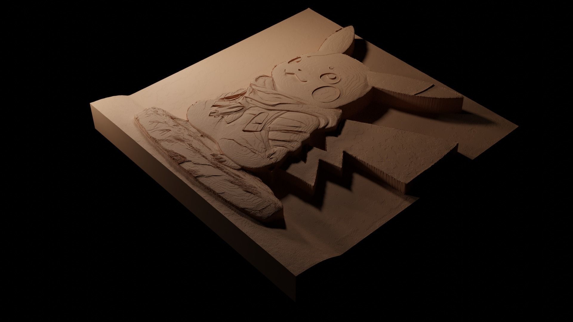 Pikachu Pokemon CNC 3d Print High Relief Sand Casting 3D model 3D ...