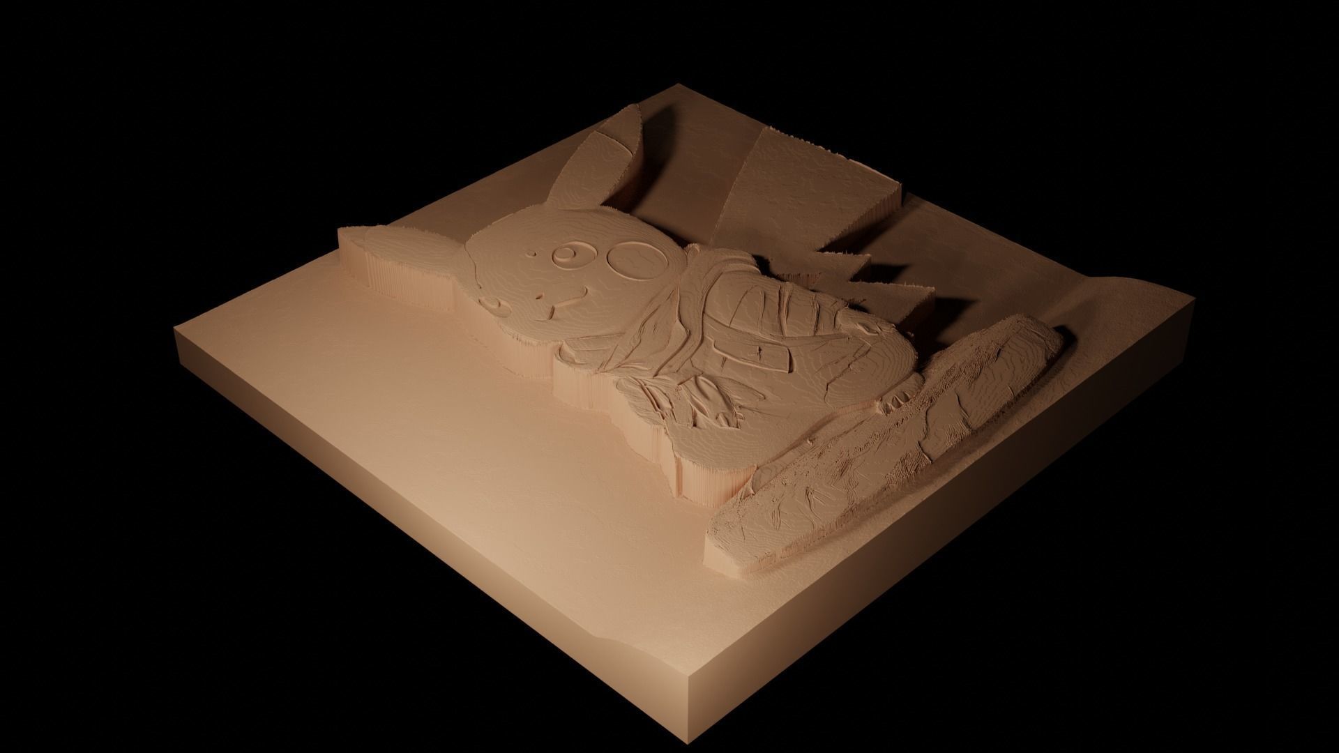 Pikachu Pokemon CNC 3d Print High Relief Sand Casting 3D model 3D ...