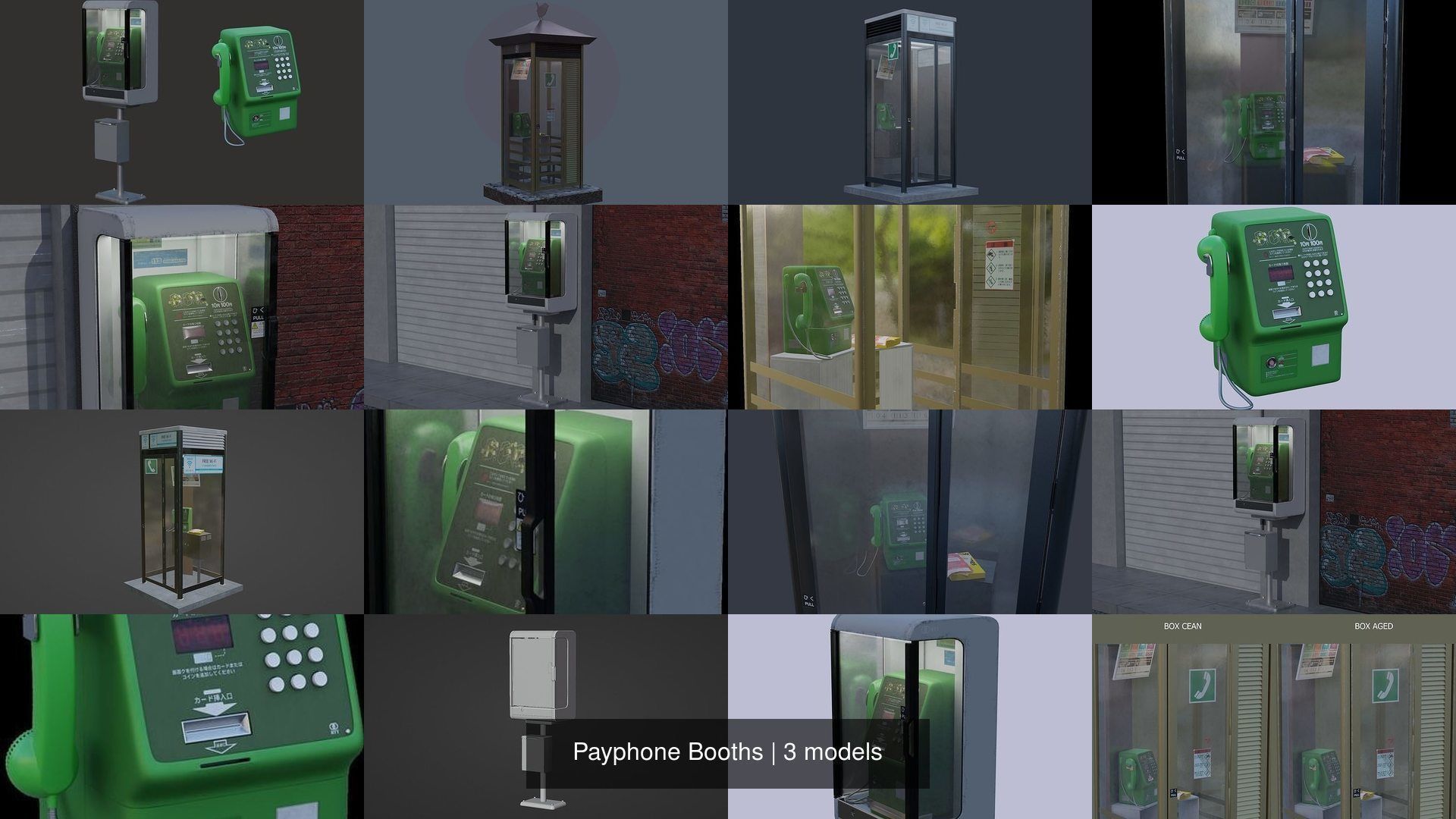 3D Model Collection Payphone Booths VR / AR / low-poly | CGTrader