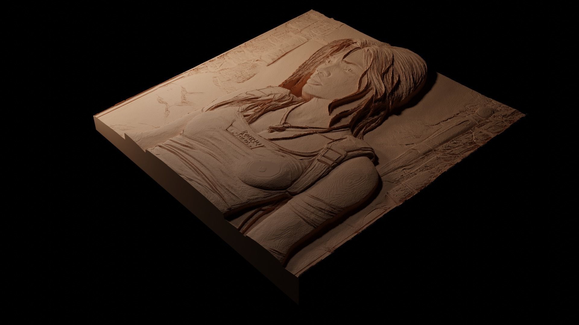 Lara Croft Tomb Raider CNC 3d Print High Relief Sand Casting 3D model 3D printable | CGTrader
