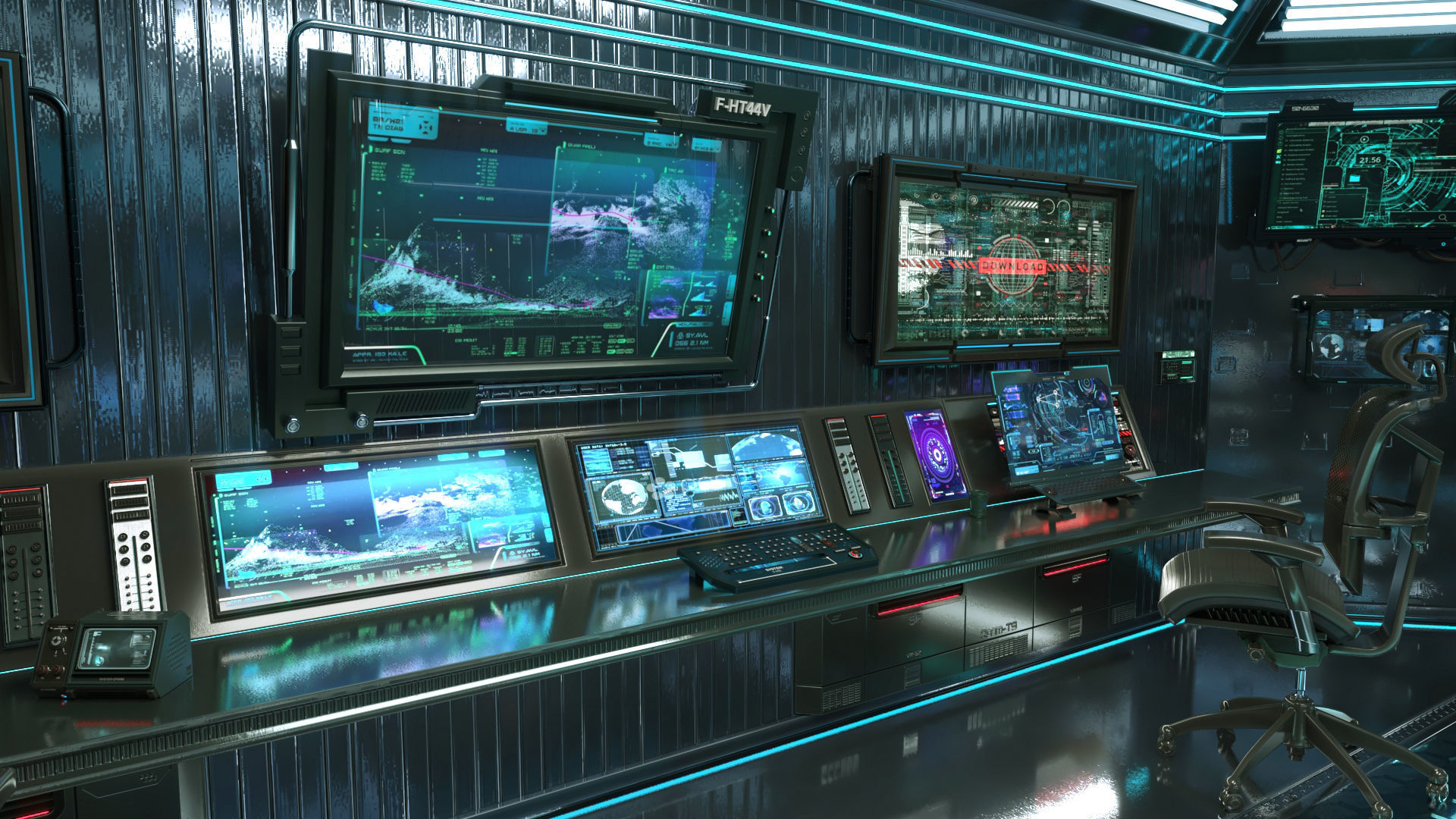 Sci Fi Interior Station Control Panel 3D model | CGTrader