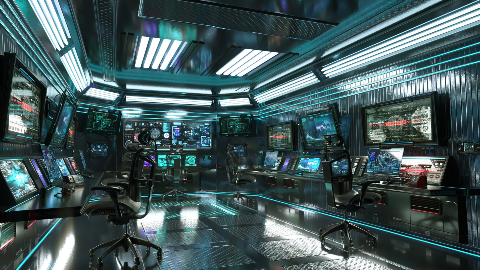 Sci Fi Interior Station Control Panel 3D model | CGTrader
