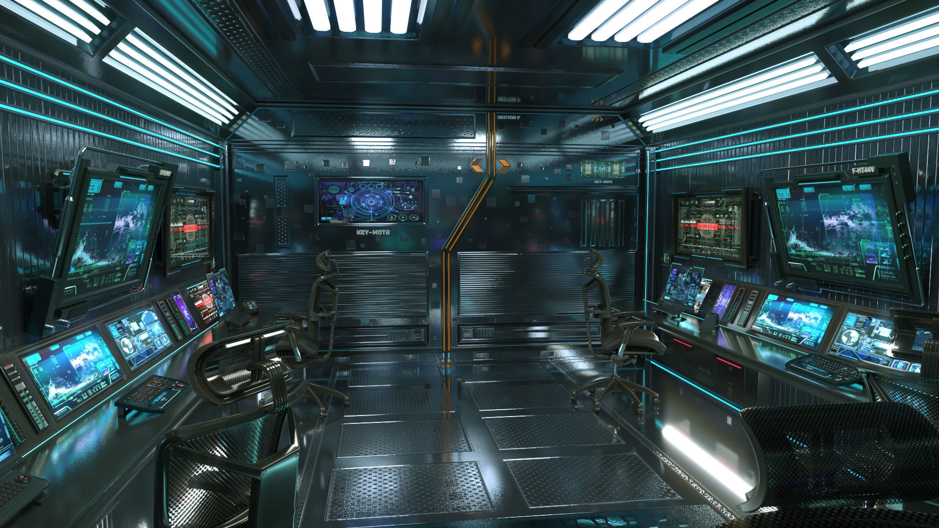 Sci Fi Interior Station Control Panel 3D model | CGTrader