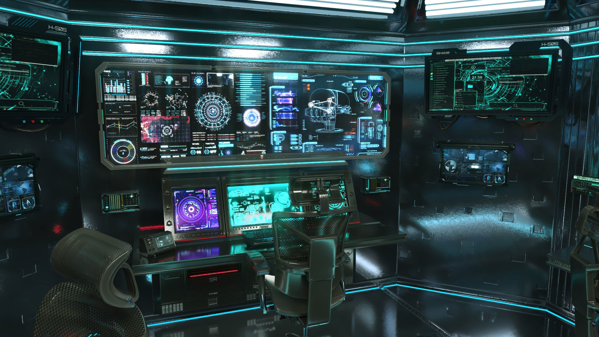 Sci Fi Interior Station Control Panel 3D model | CGTrader