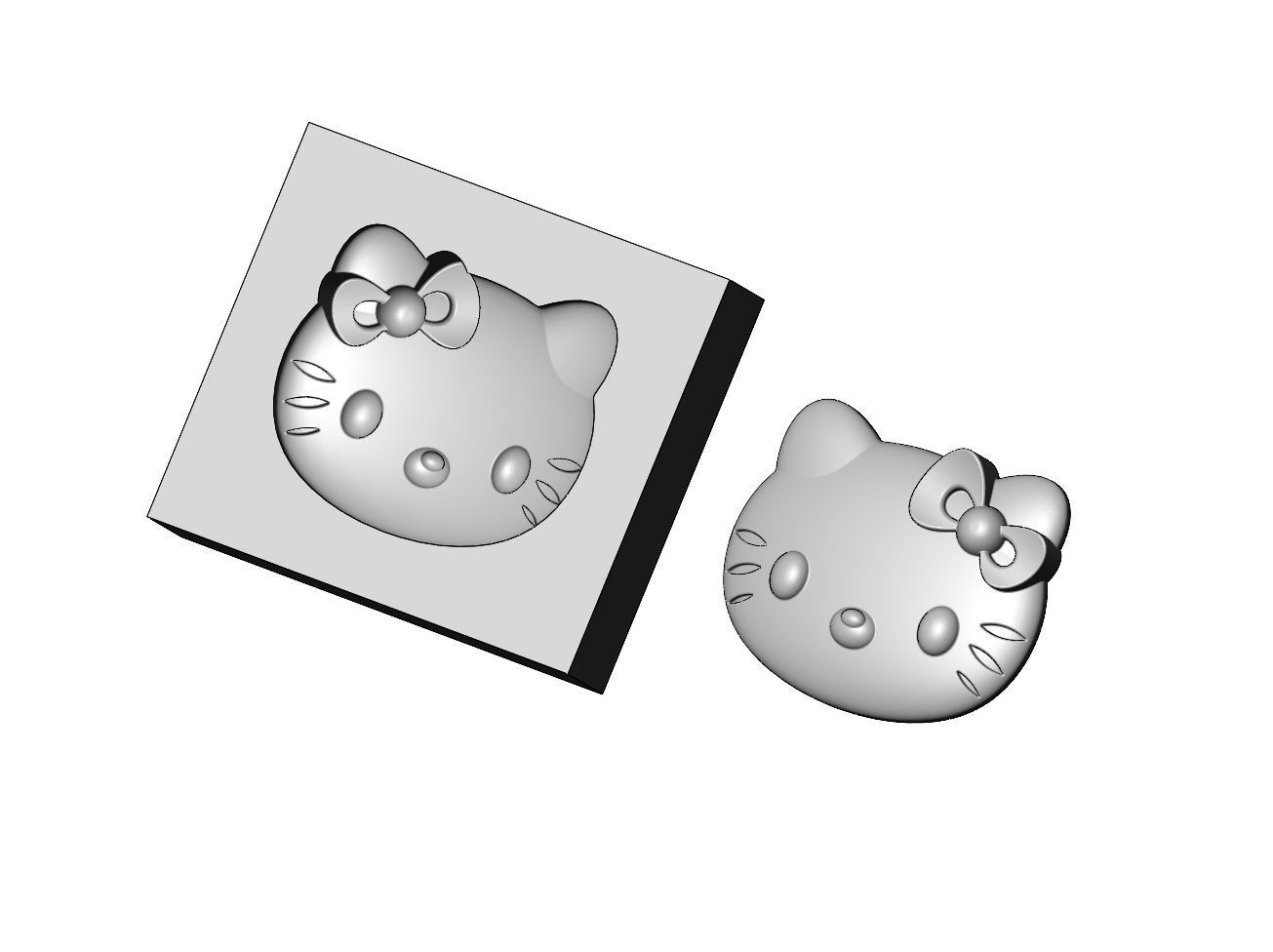 Mold Hello Kitty onlay relief 3D model 3D printable | CGTrader