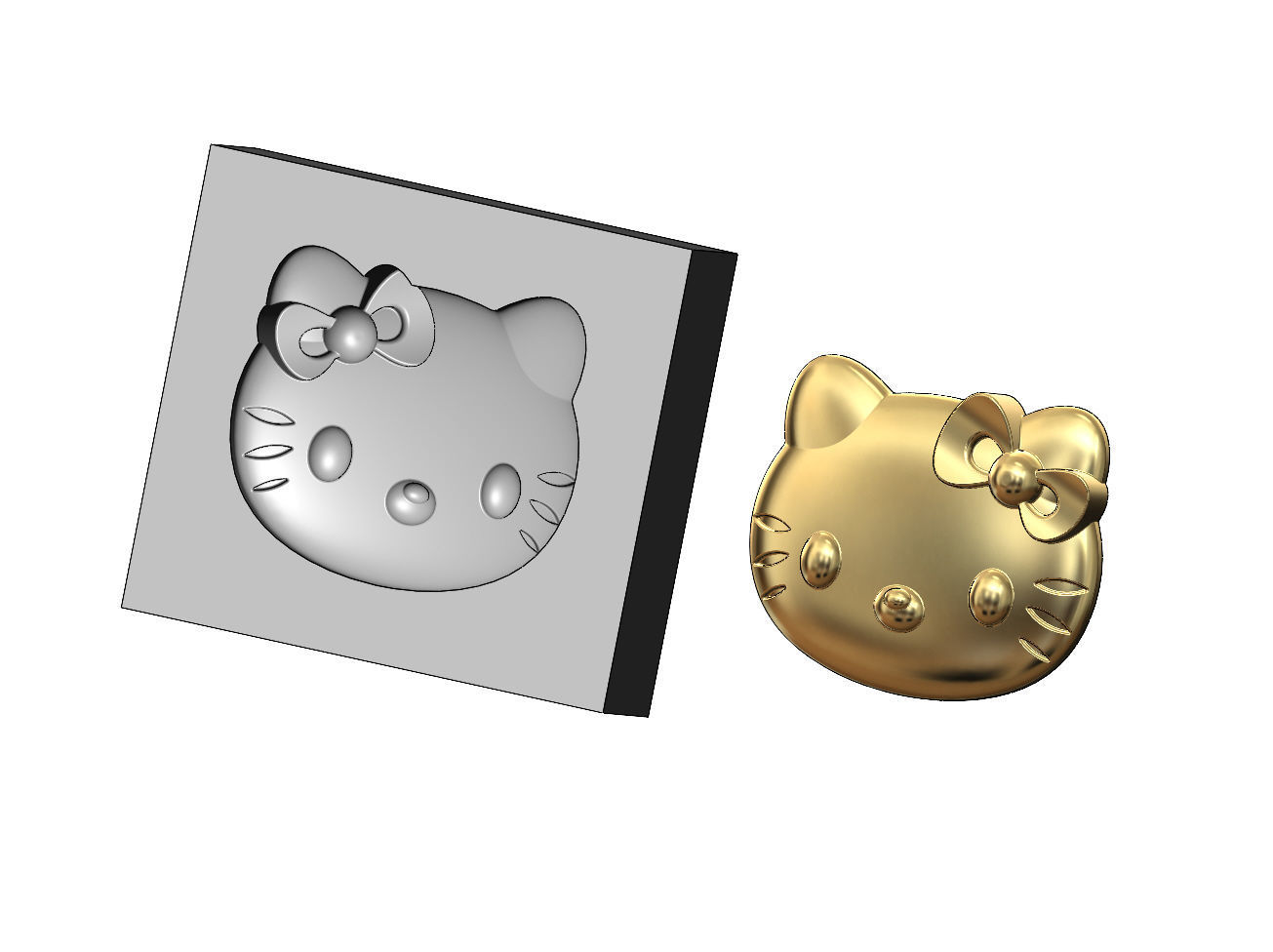 Mold Hello Kitty onlay relief 3D model 3D printable | CGTrader