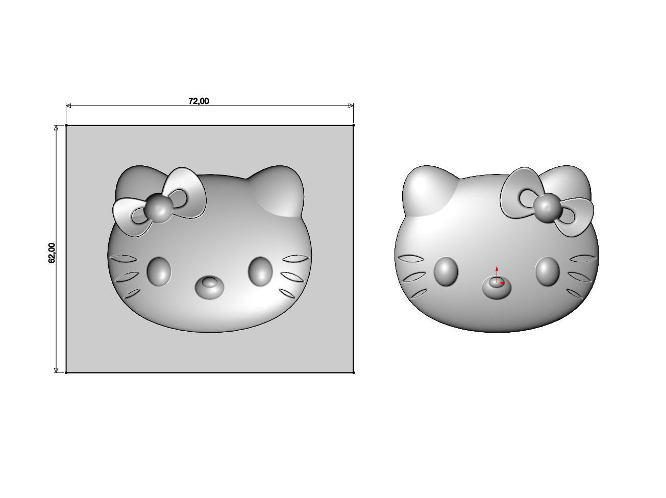 Mold Hello Kitty onlay relief 3D model 3D printable | CGTrader