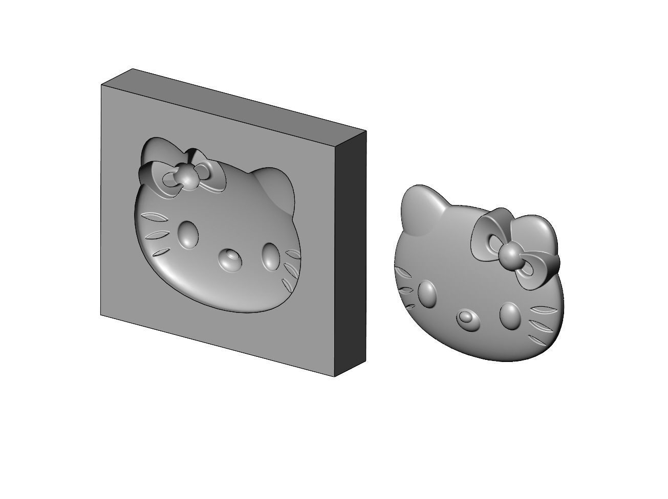 Mold Hello Kitty onlay relief 3D model 3D printable | CGTrader
