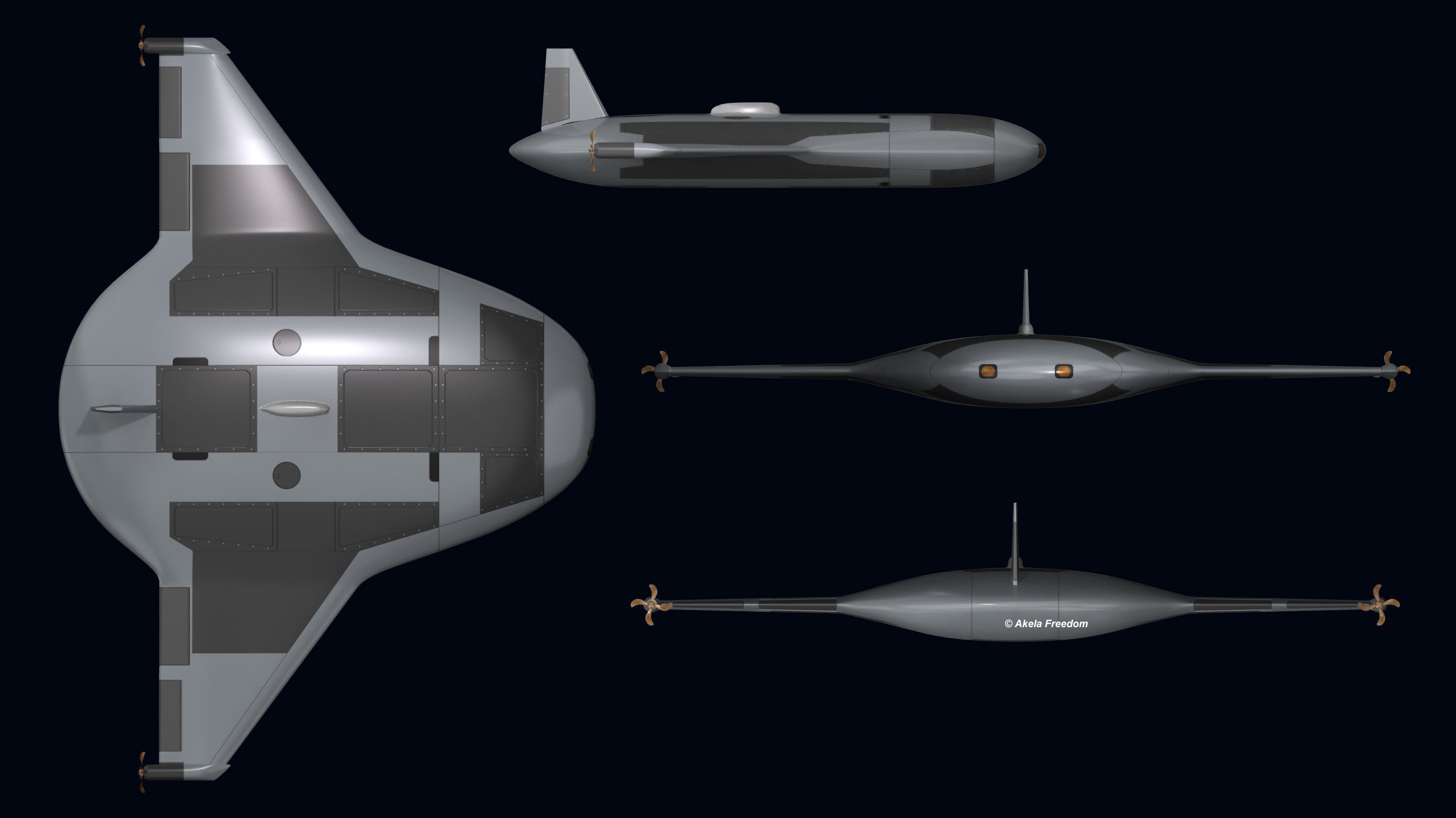 Manta Ray UUV 3D model animated | CGTrader