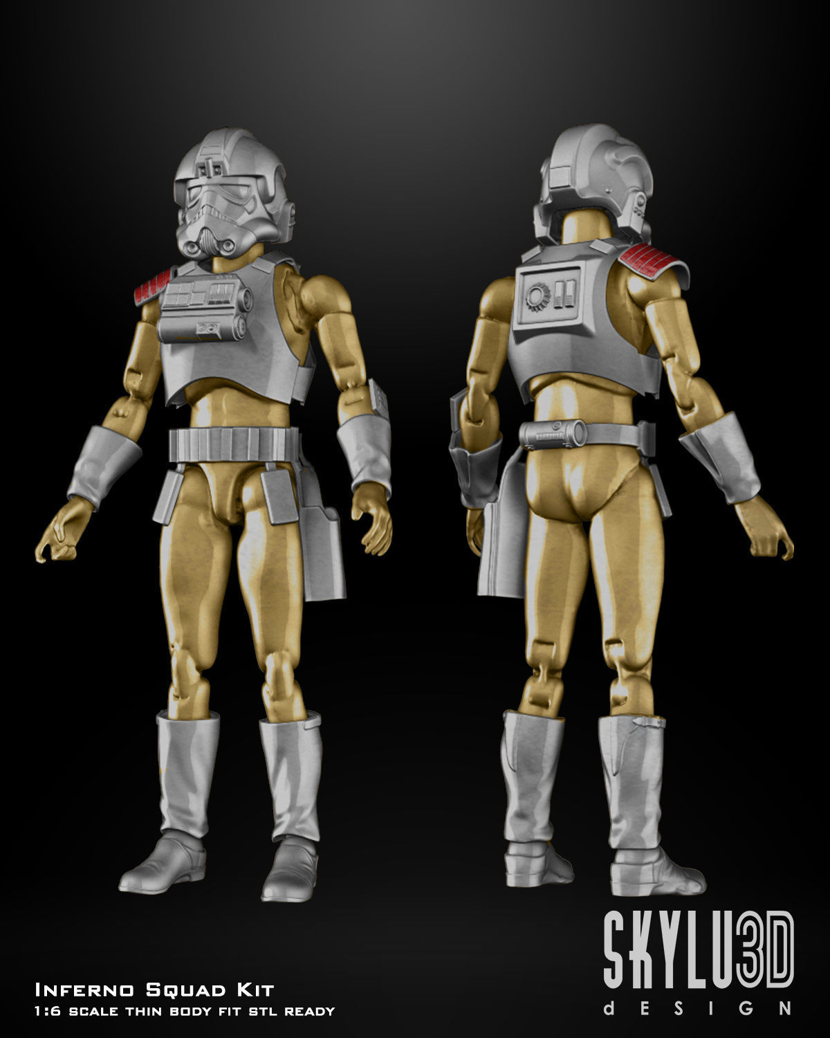 Inferno Squad Armor One6 scale custom kit STL files 3D model 3D ...