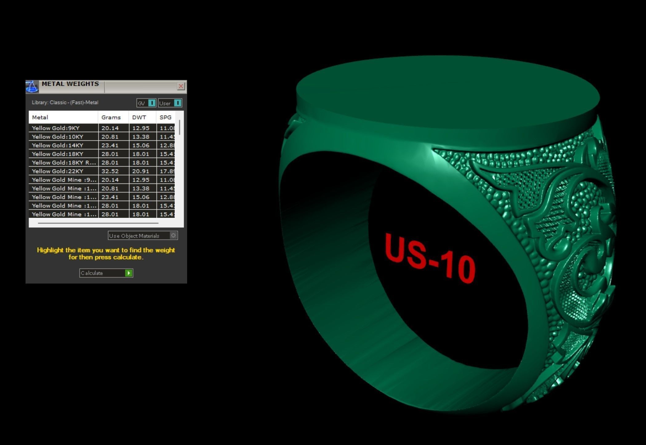 Plain Gold Top Signet Ring with Side Pattern 3D model 3D printable ...