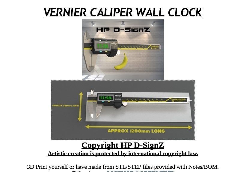 VERNIER CALIPER WALL CLOCK 3D model 3D printable | CGTrader