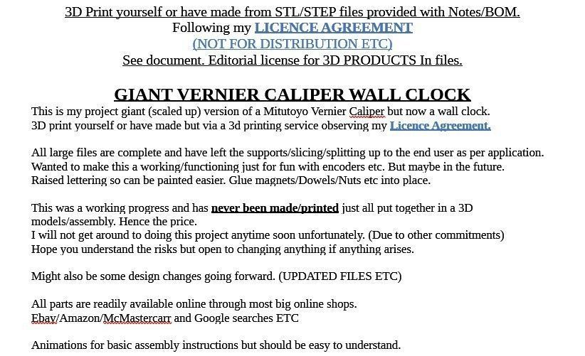 VERNIER CALIPER WALL CLOCK 3D model 3D printable | CGTrader