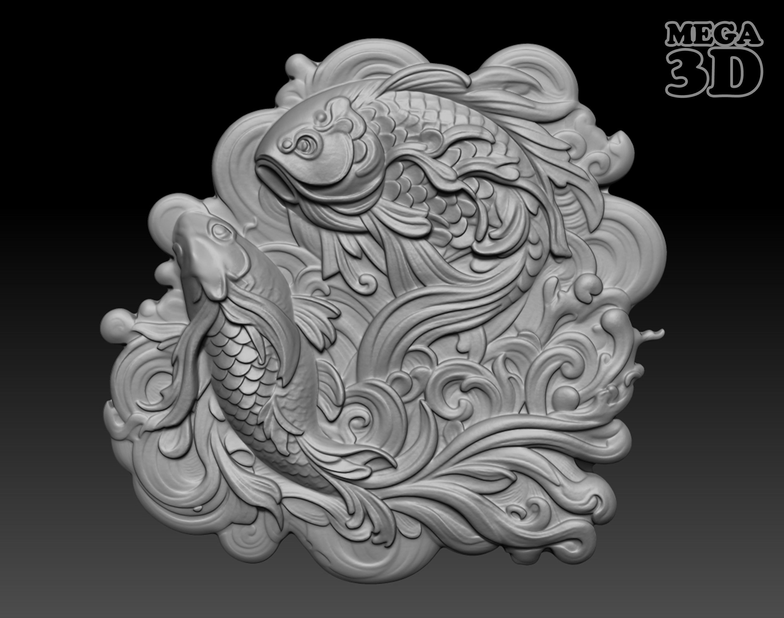 Bas Relief Fish 02 240506 3D model 3D printable | CGTrader