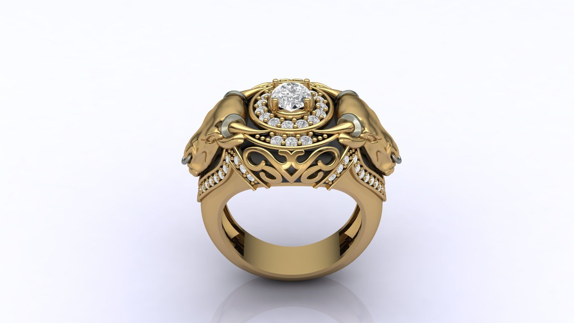 Buffalo Ring Bull Ring With Stone Gents Ring Gents Rings 3D model 3D ...