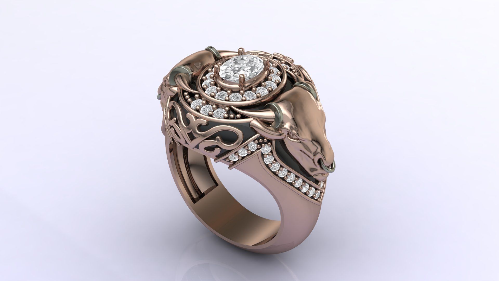 Buffalo Ring Bull Ring With Stone Gents Ring Gents Rings 3D model 3D ...