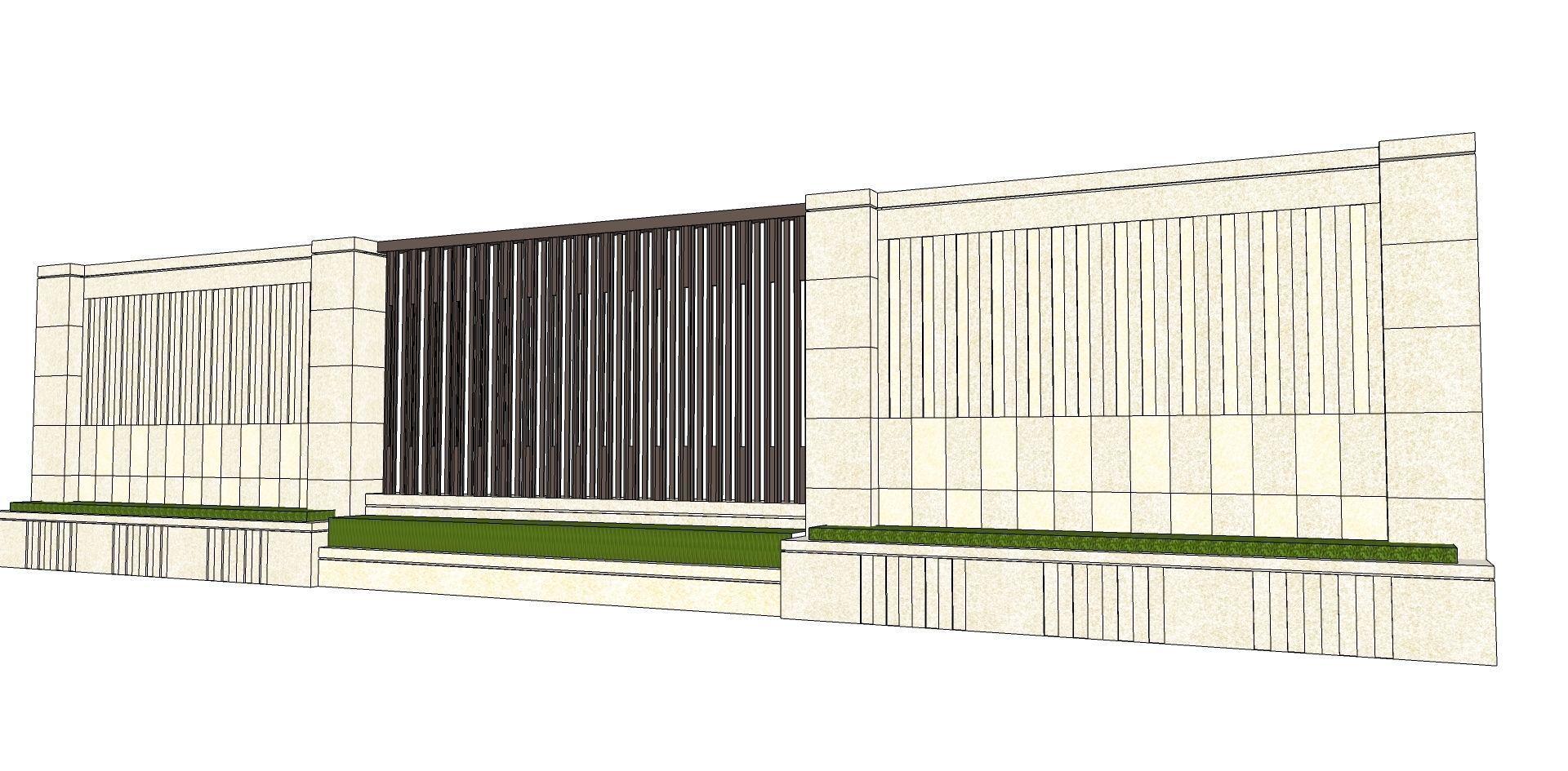 Classical boundary wall in beige sketchup model 3D model | CGTrader