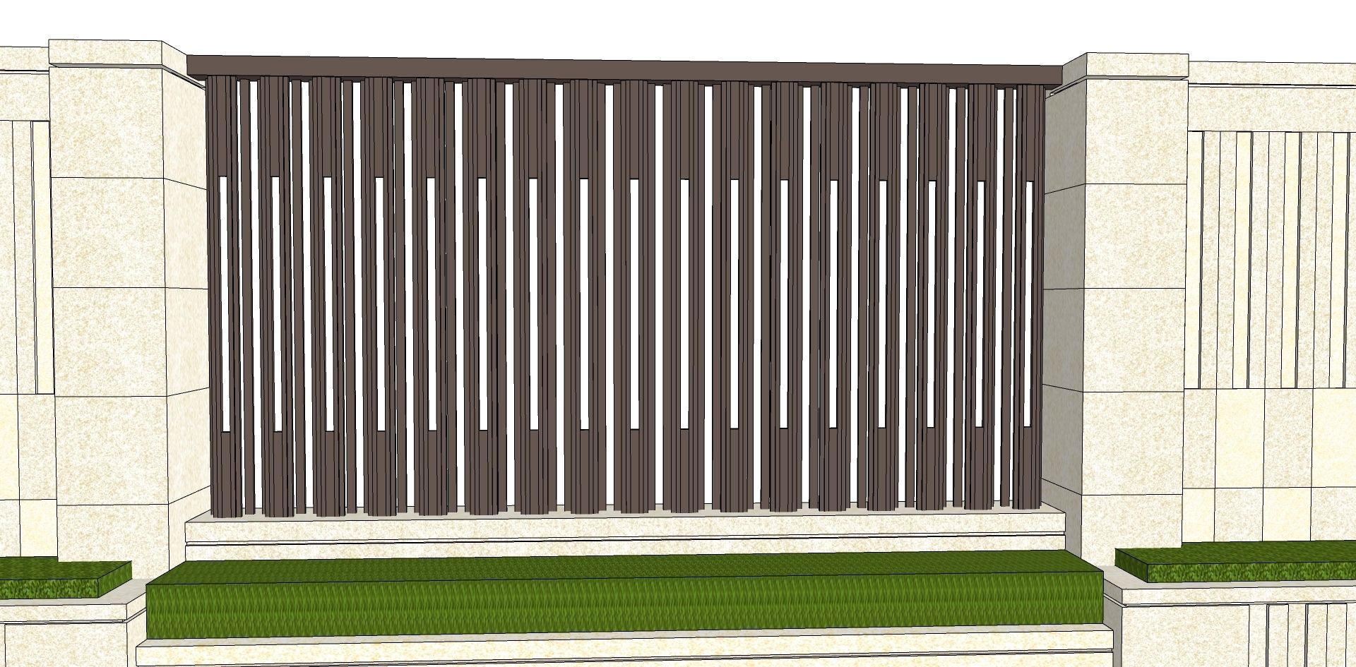 Classical boundary wall in beige sketchup model 3D model | CGTrader