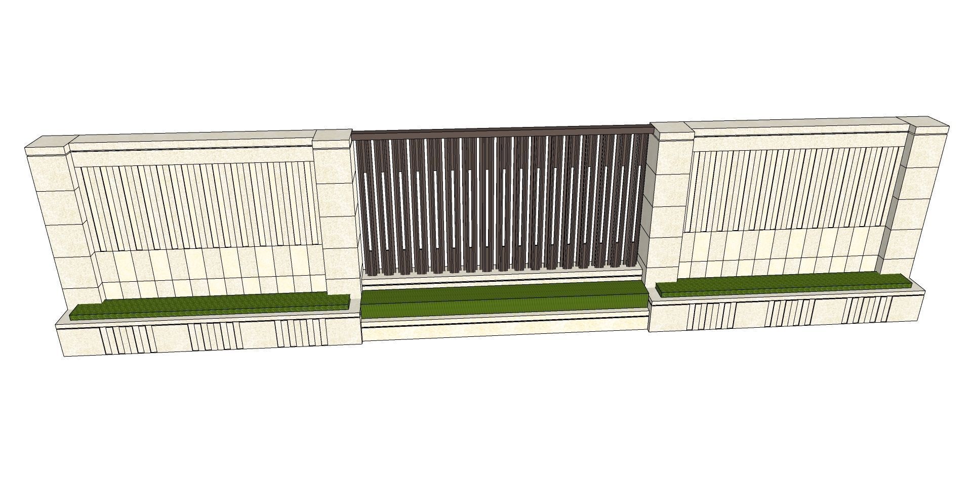 Classical boundary wall in beige sketchup model 3D model | CGTrader