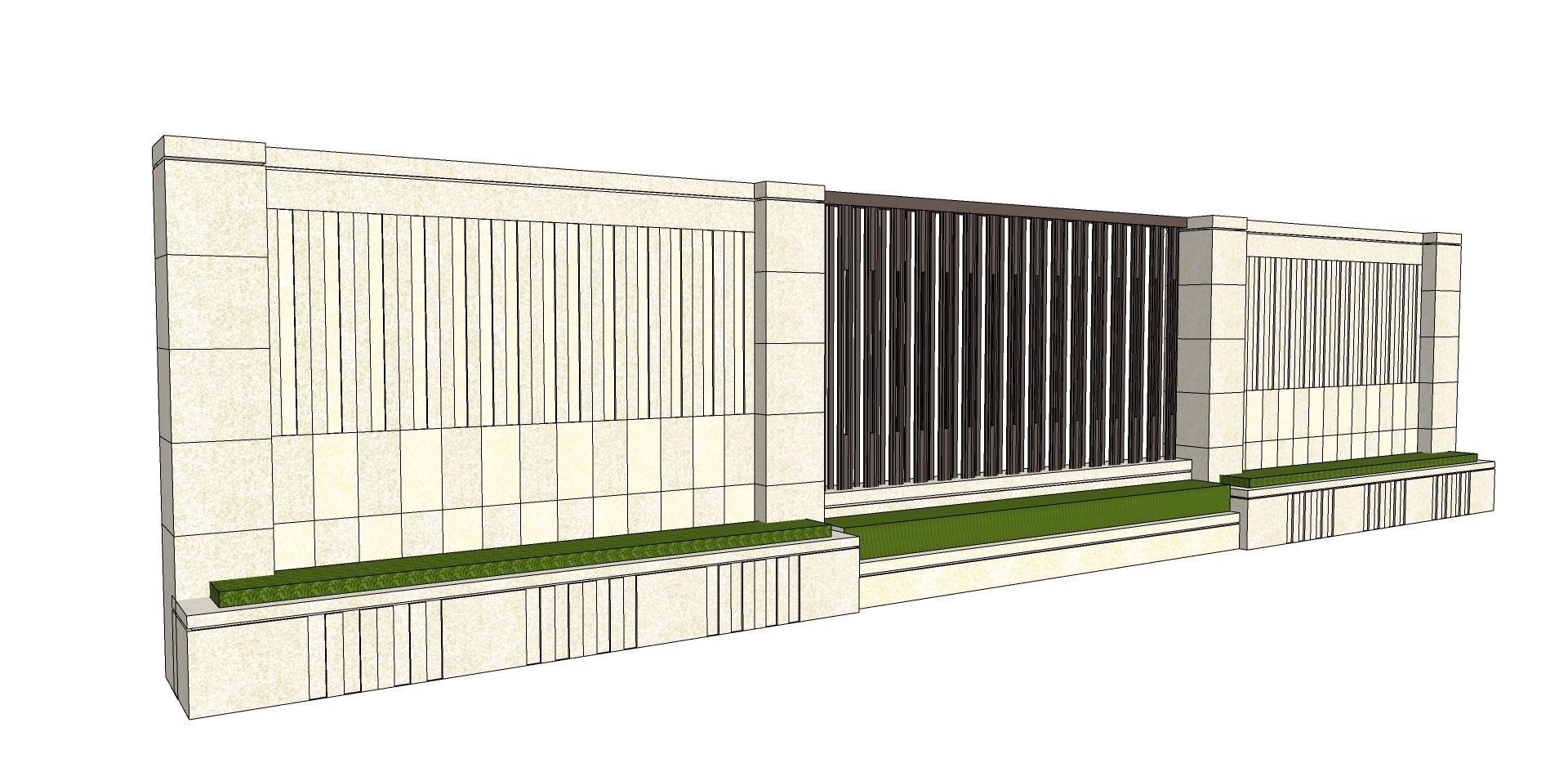Classical boundary wall in beige sketchup model 3D model | CGTrader