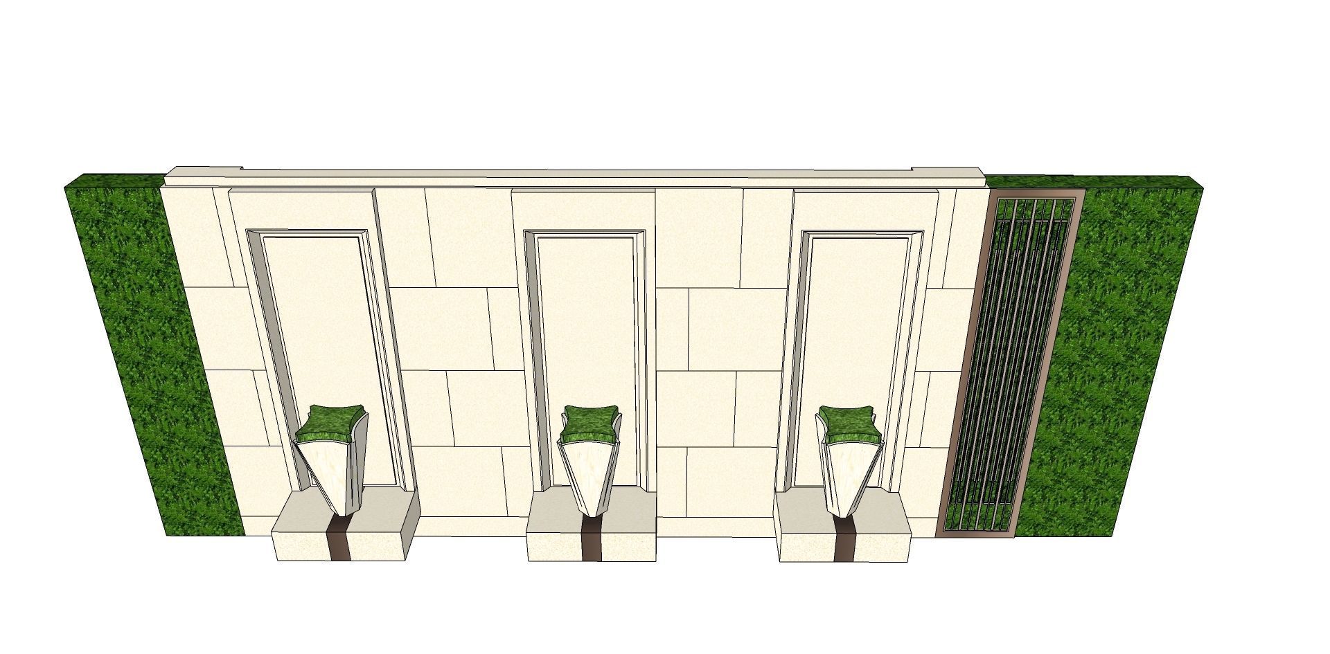 modern boundary wall planters 3d model 3D model | CGTrader