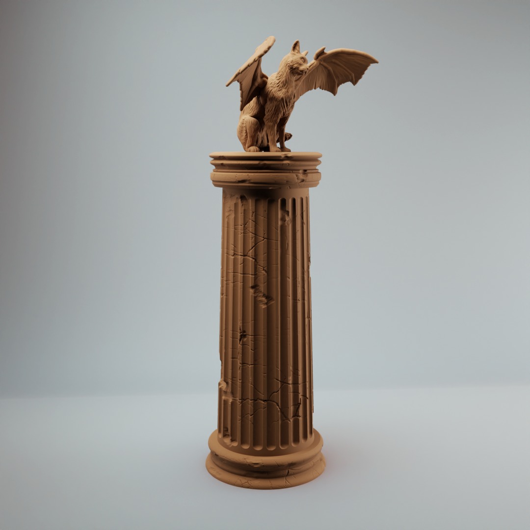 Flying cat on pillar dnd miniature - Pre Supported free 3D model 3D ...