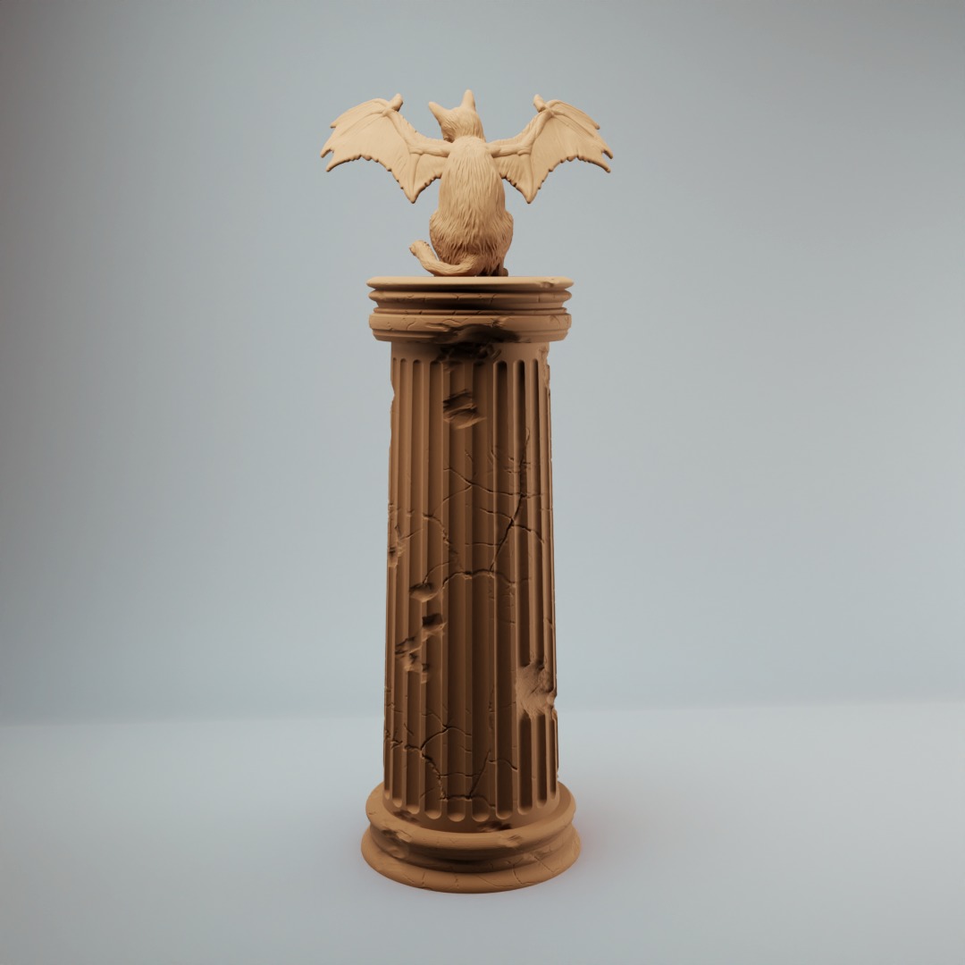 Flying cat on pillar dnd miniature - Pre Supported free 3D model 3D ...