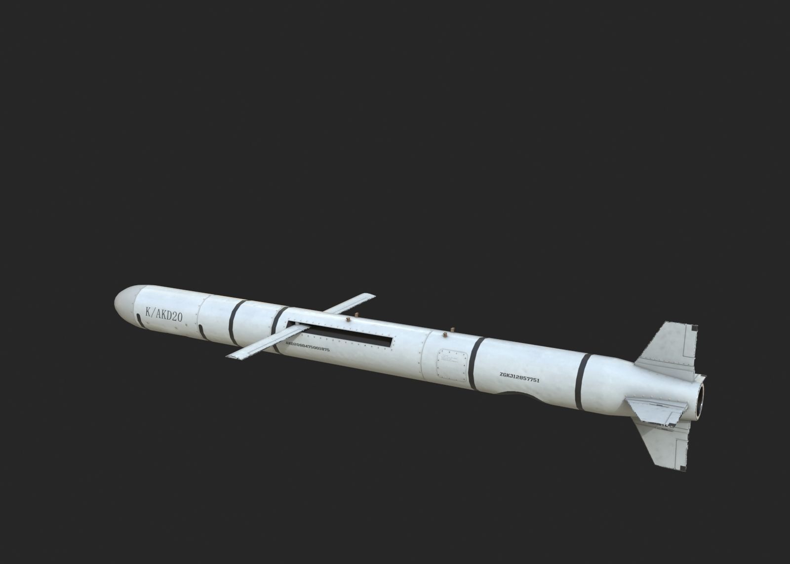 3D model CJ-20 AKD-20 KD-20 Chinese Air-Launched Cruise Missile VR / AR ...